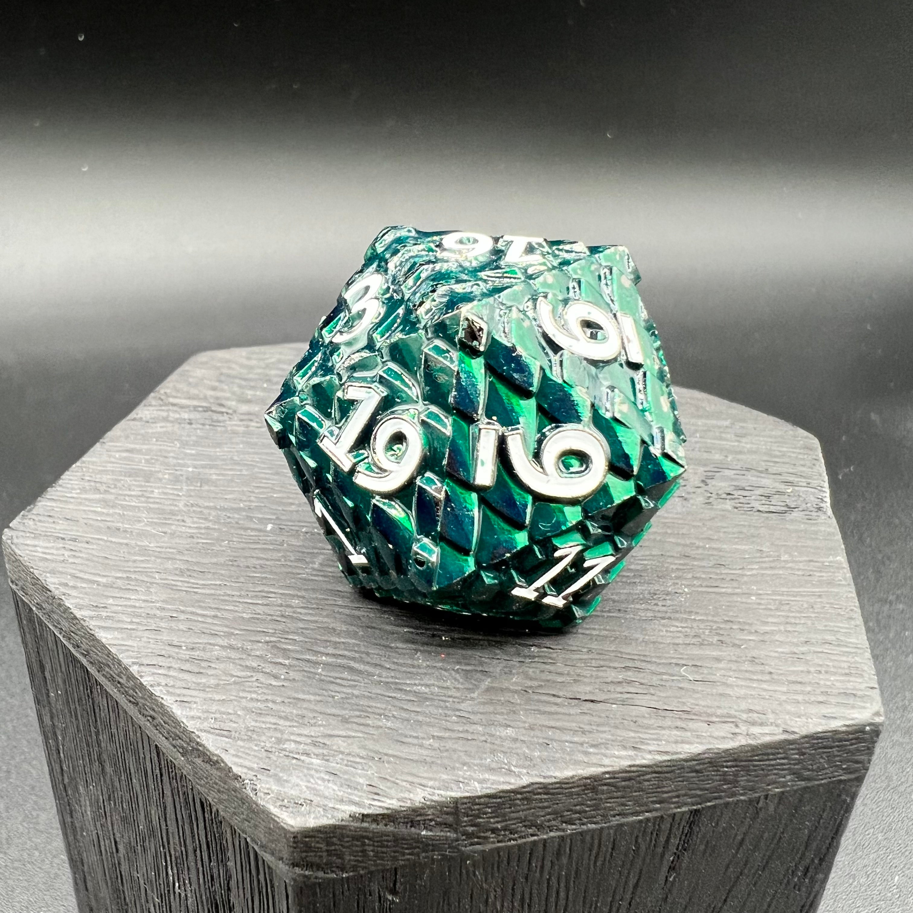 Dark Green Dragon Scale Large D20 – Sorensen's Precision Diceworks
