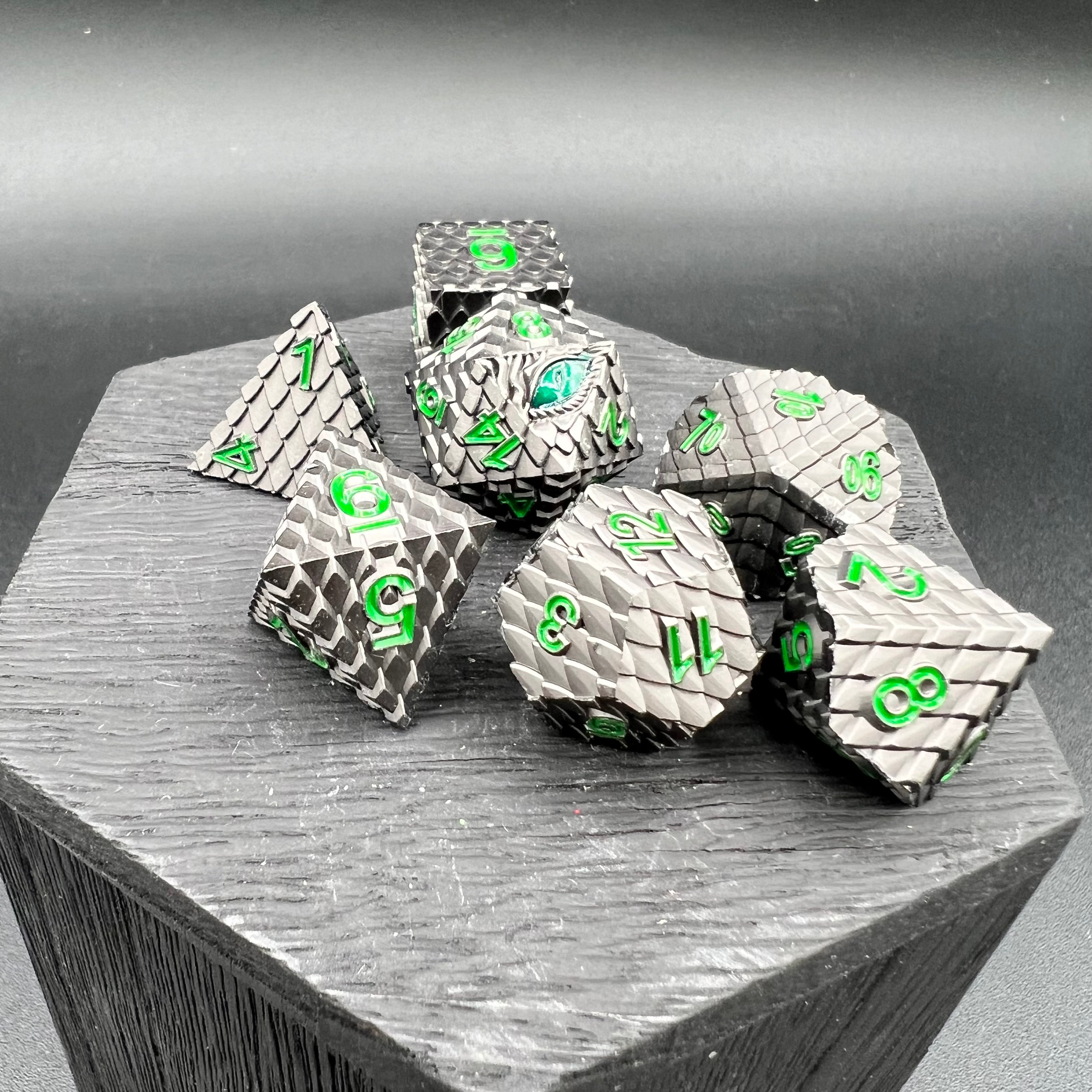Black and Green Dragon Scale Dice – Sorensen's Precision Diceworks