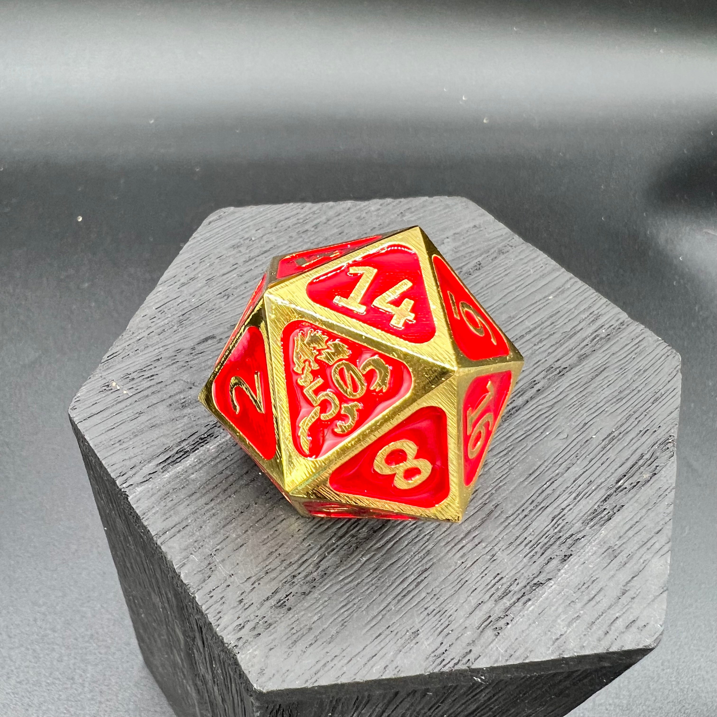 50th Anniversary D20 - Gold and Red – Sorensen's Precision Diceworks