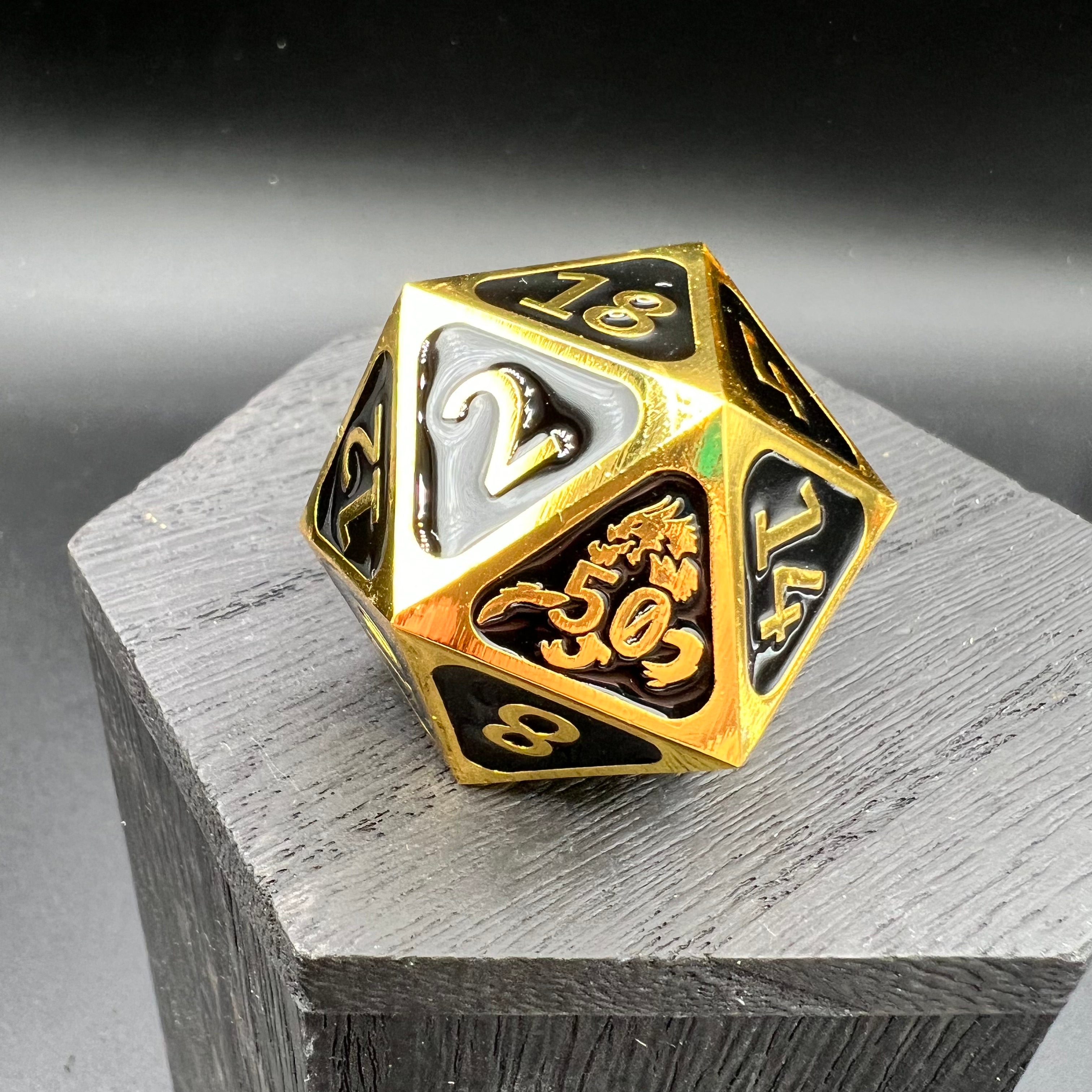 50th Anniversary D20 - Gold and Black – Sorensen's Precision Diceworks